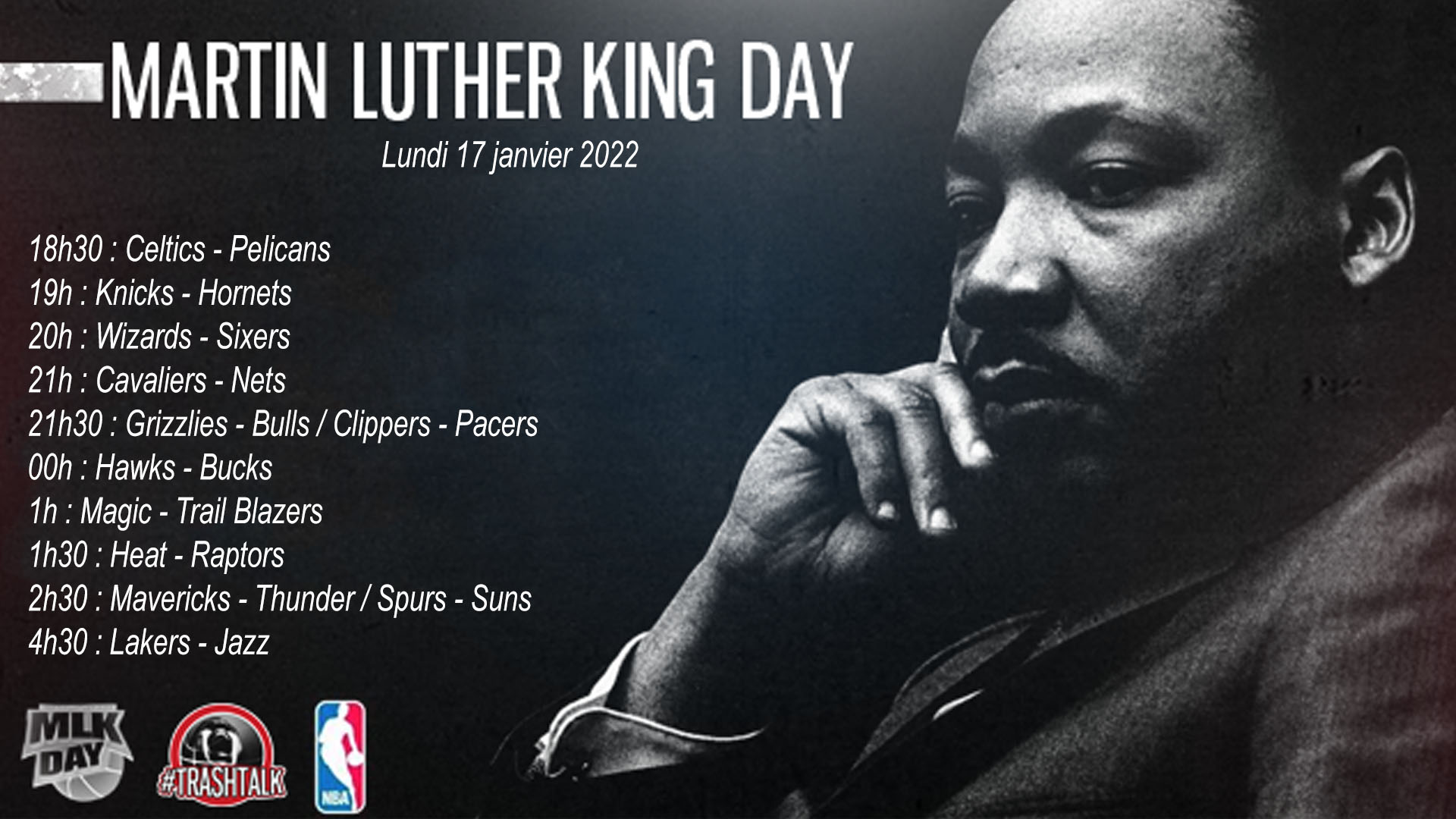 Programme NBA : ce soir c’est MLK Day, alors prévoyez du café parce que ...