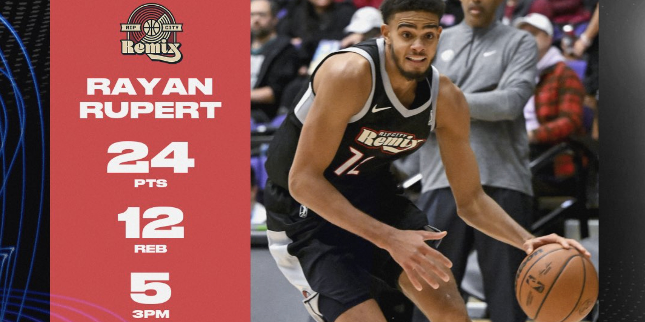 Rayan Rupert s'illustre en G League : 24 points et 12 rebonds