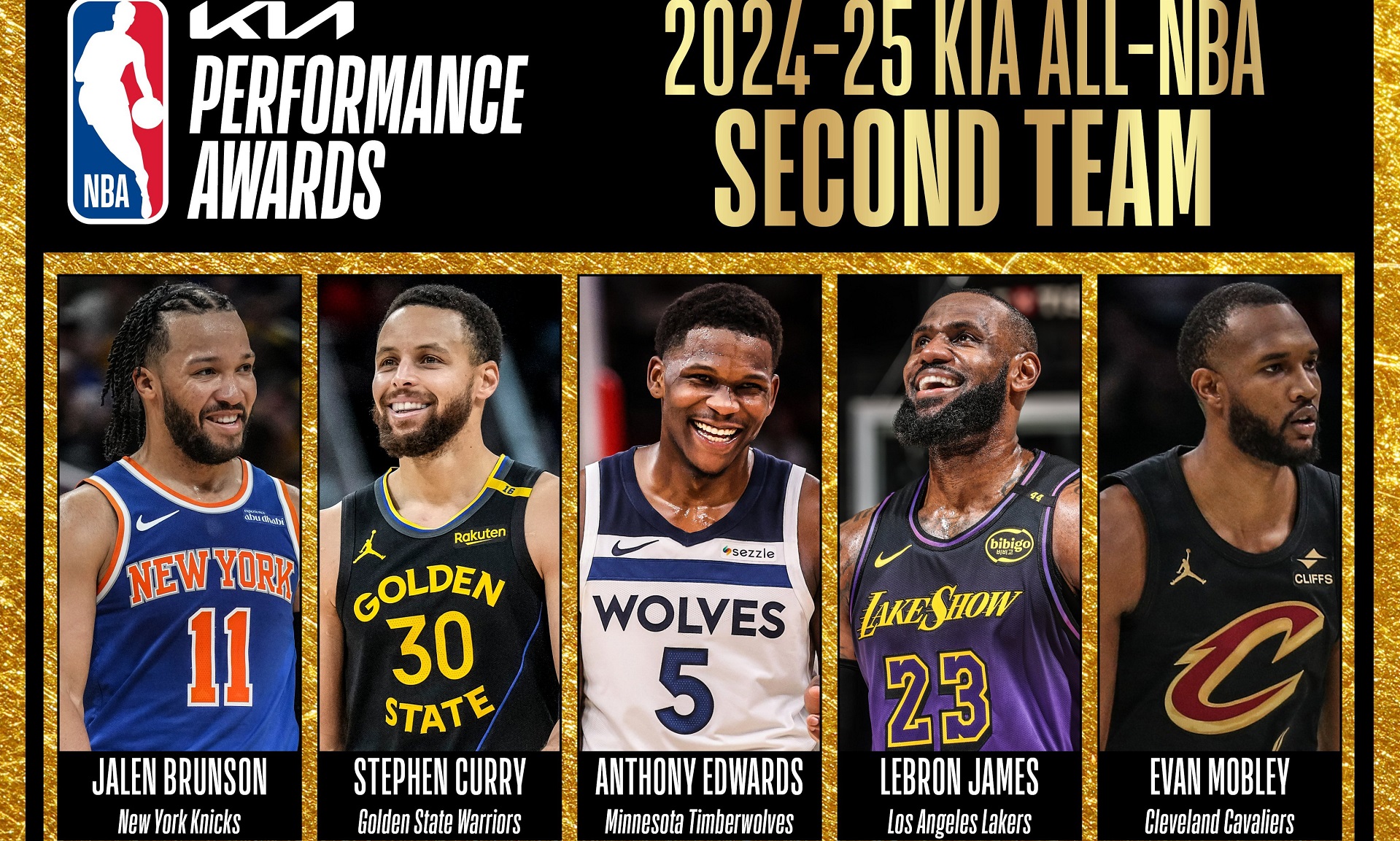 All-NBA Second Team 2024-25 : Brunson, Curry, LeBron , Edwards et Mobley